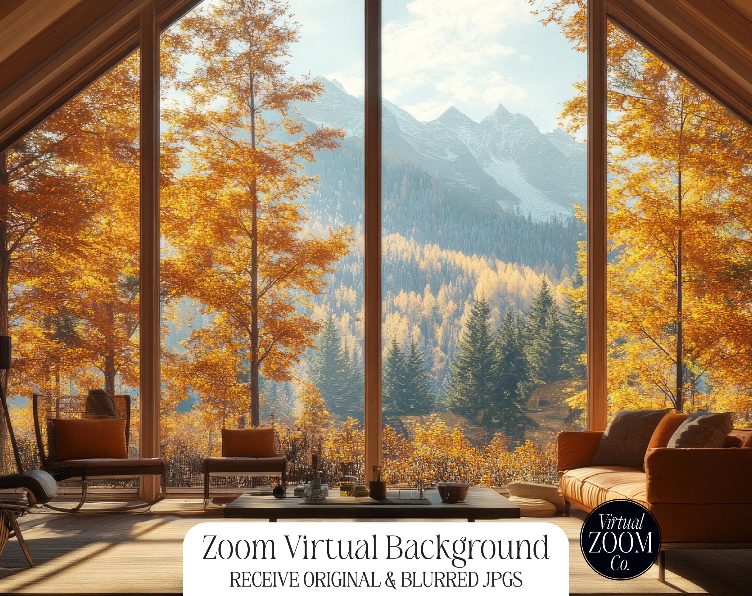 Zoom Background Fall Mountains Virtual Background Chalet Cabin Fall ...