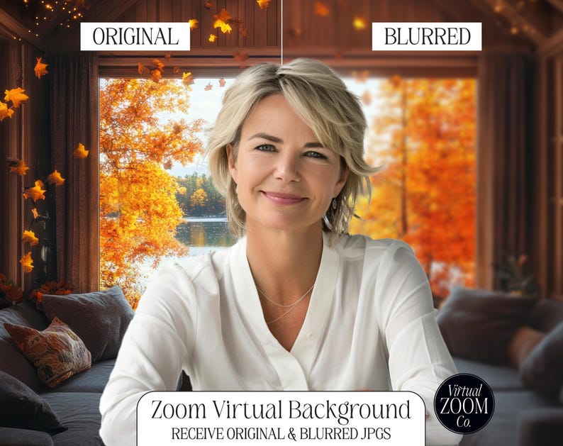 Zoom Background Cabin With Pumpkins Virtual Background Fall Trees Zoom ...