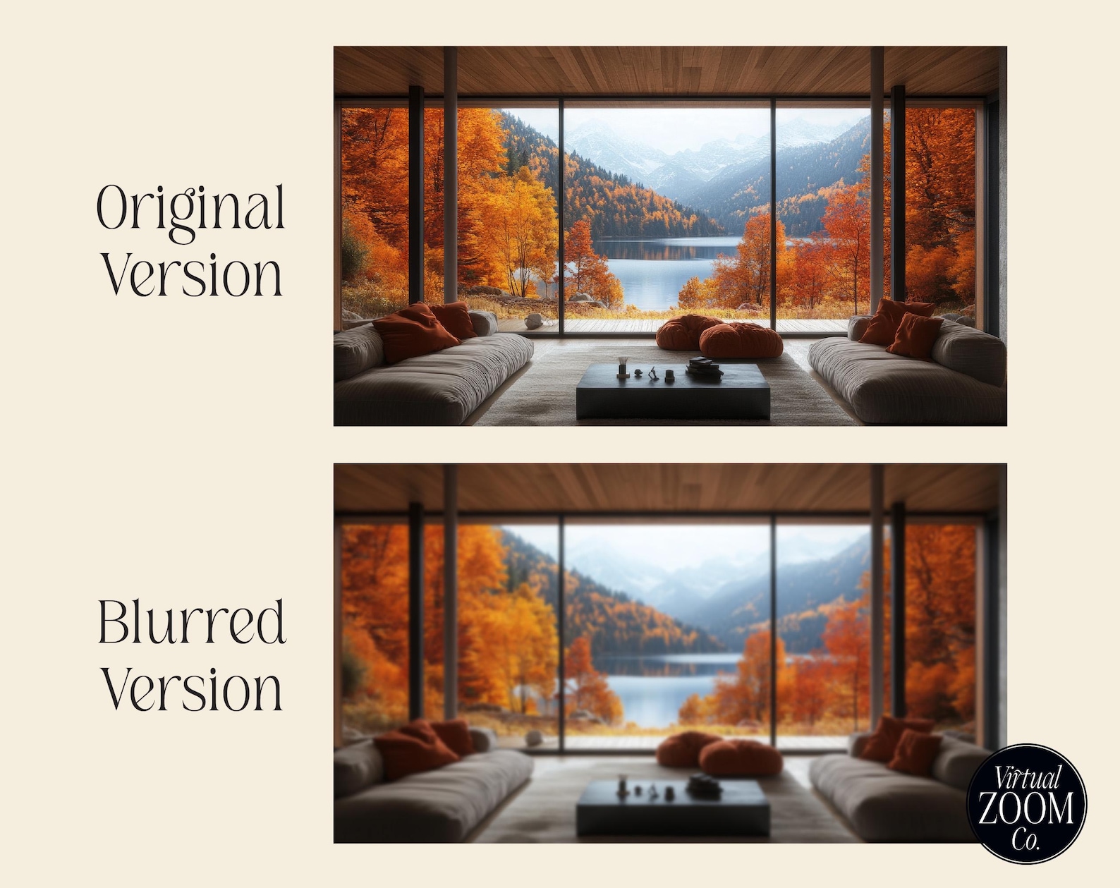 Zoom Background Cabin With Lake Mountains Virtual Background Fall Trees ...