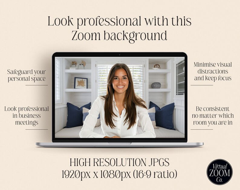 Zoom Background Coastal Hamptons Beach Zoom Window Seat Navy Summer ...