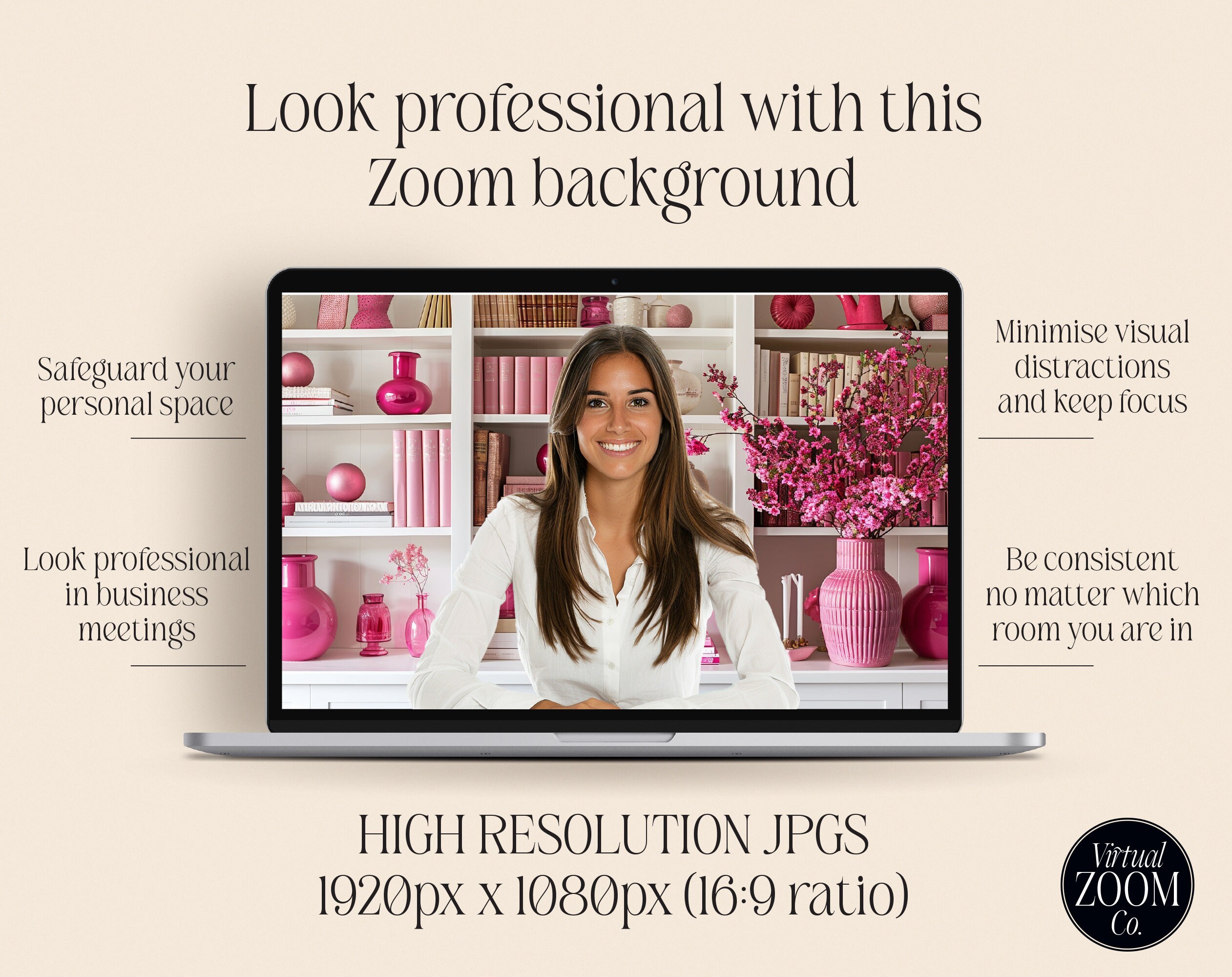 Zoom Background Hot Pink Bookshelf White Bookshelf With Pink ...