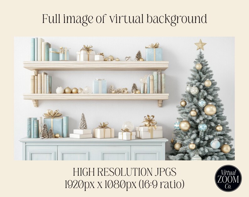 Christmas Zoom Background Blue Shelving Background Virtual Background ...
