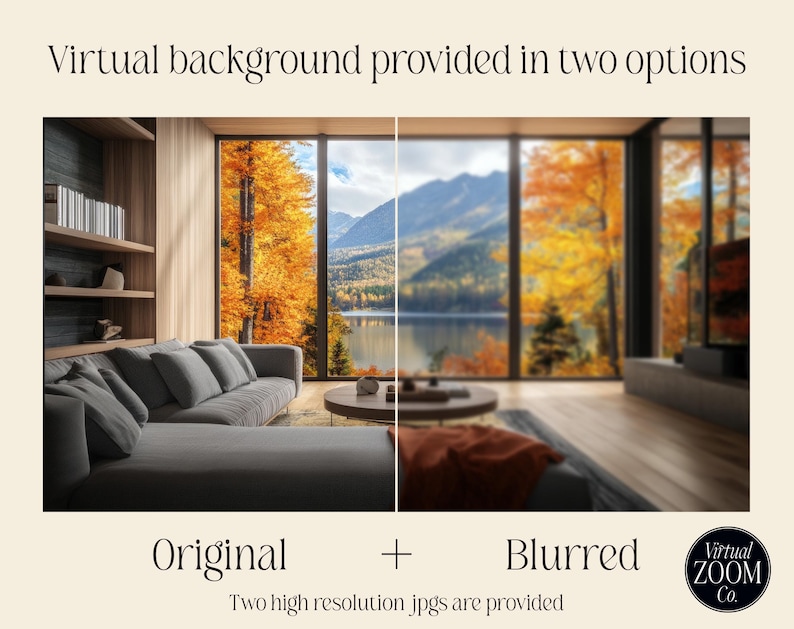 Zoom Background Chalet Cabin With Lake Virtual Background Fall Trees ...