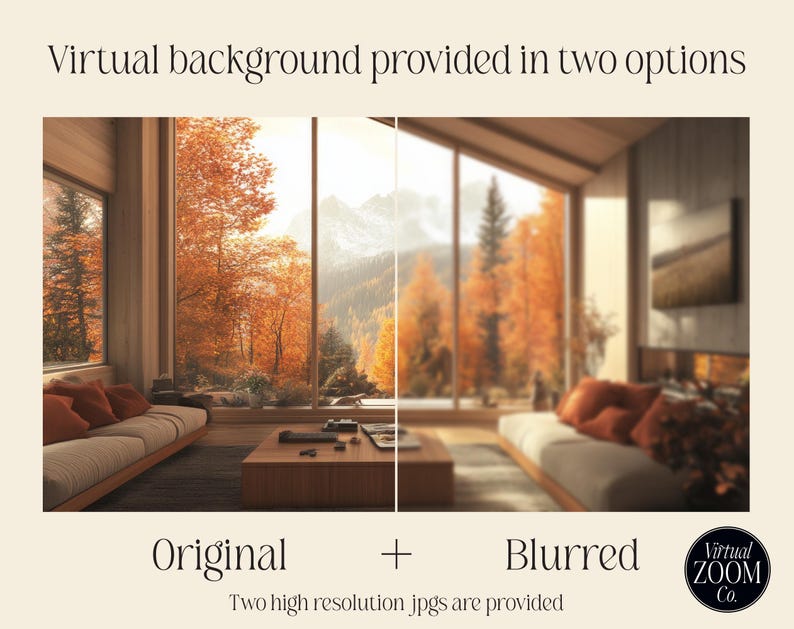 Zoom Background Chalet Cabin Virtual Background Fall Trees Backdrop ...