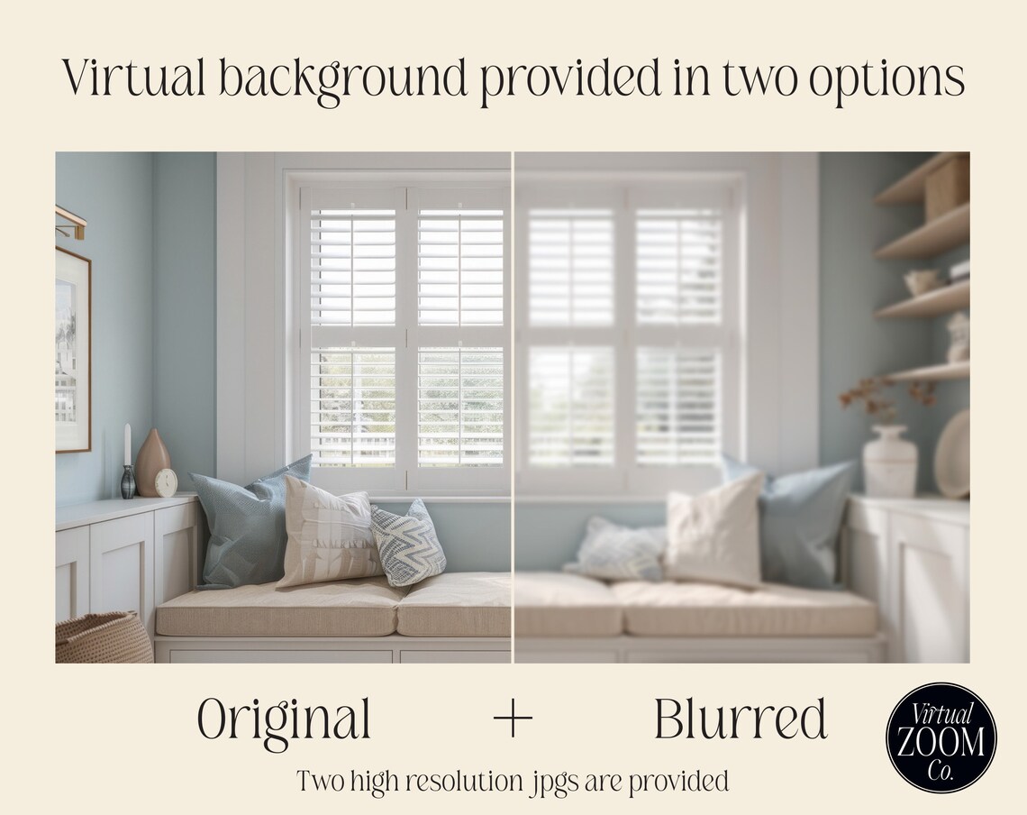 Zoom Background Calming Home Zoom Window Seat Boho Blue Beach Home ...