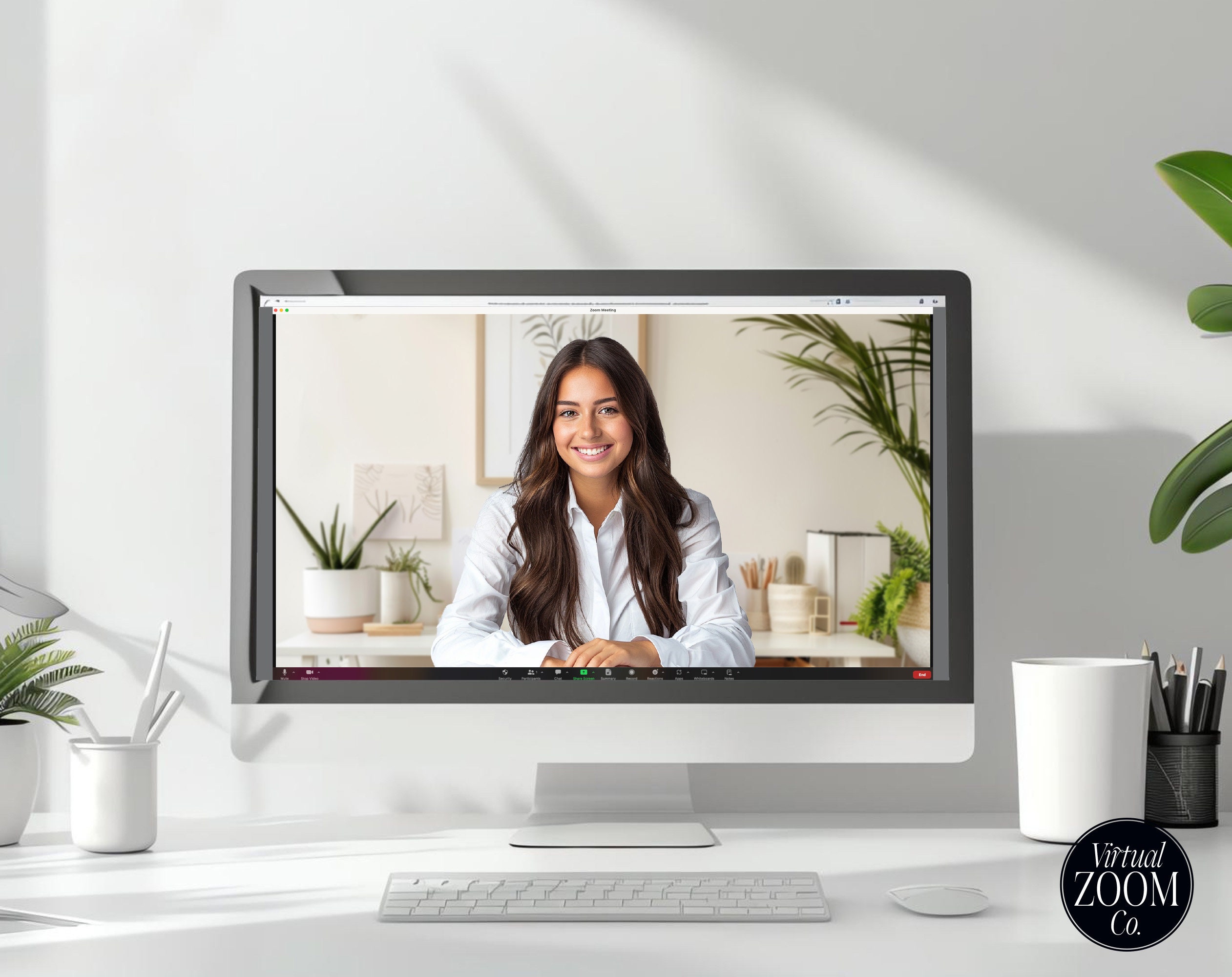 Zoom Background, Home Office With Plants, Professional Zoom Background ...