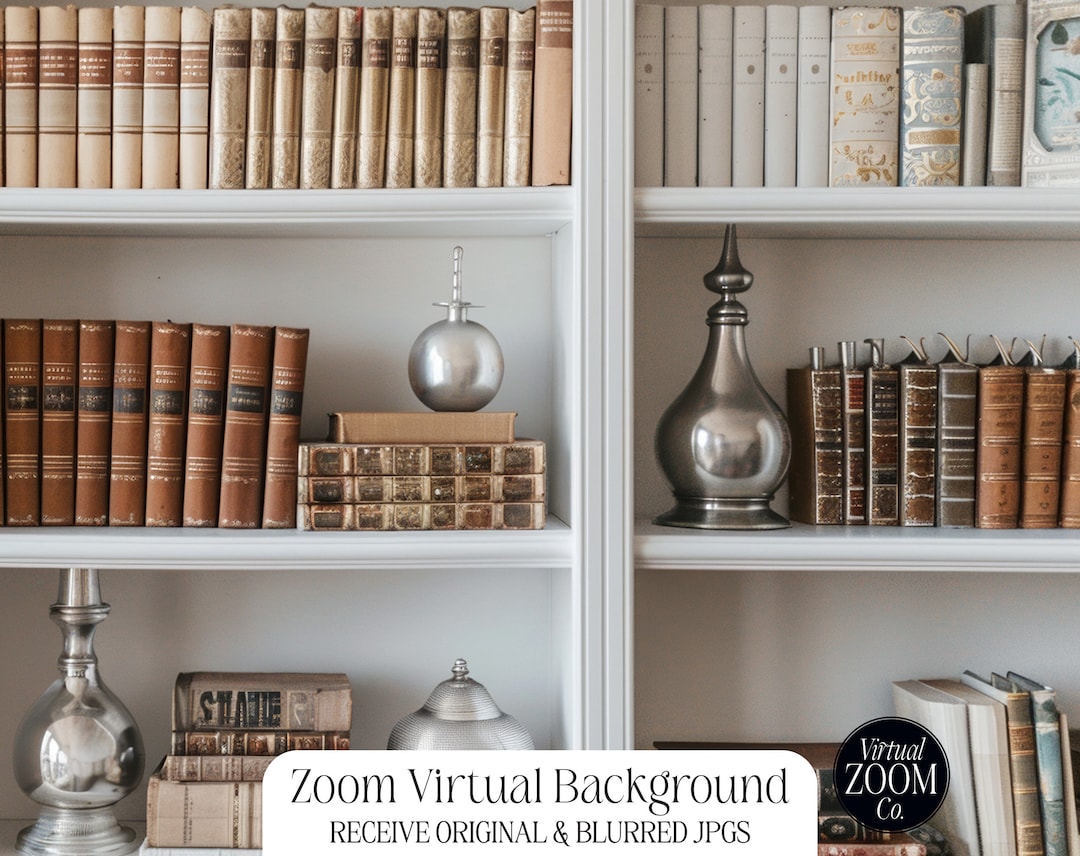 Zoom Background Bookshelf With Brown Virtual Background Bookshelf for ...