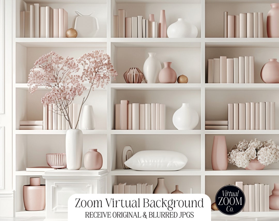 Zoom Background Pink Bookshelf Virtual Background Bookshelf for Zoom ...