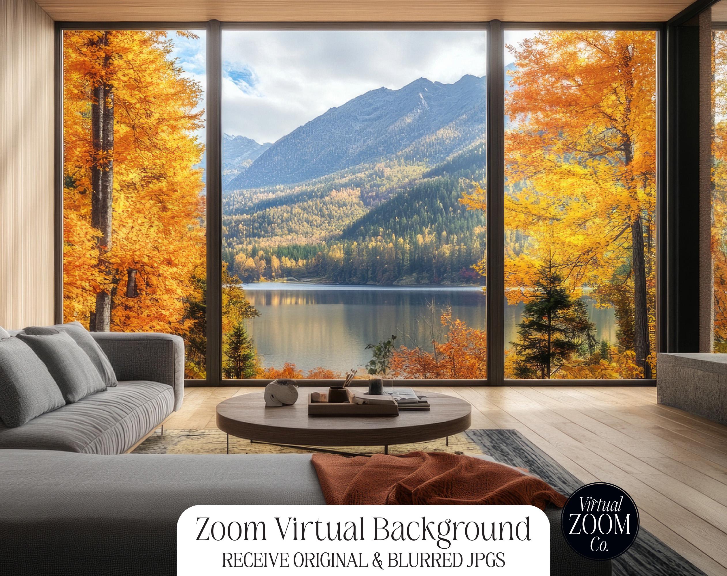 Zoom Background Chalet Cabin With Lake Virtual Background Fall Trees ...