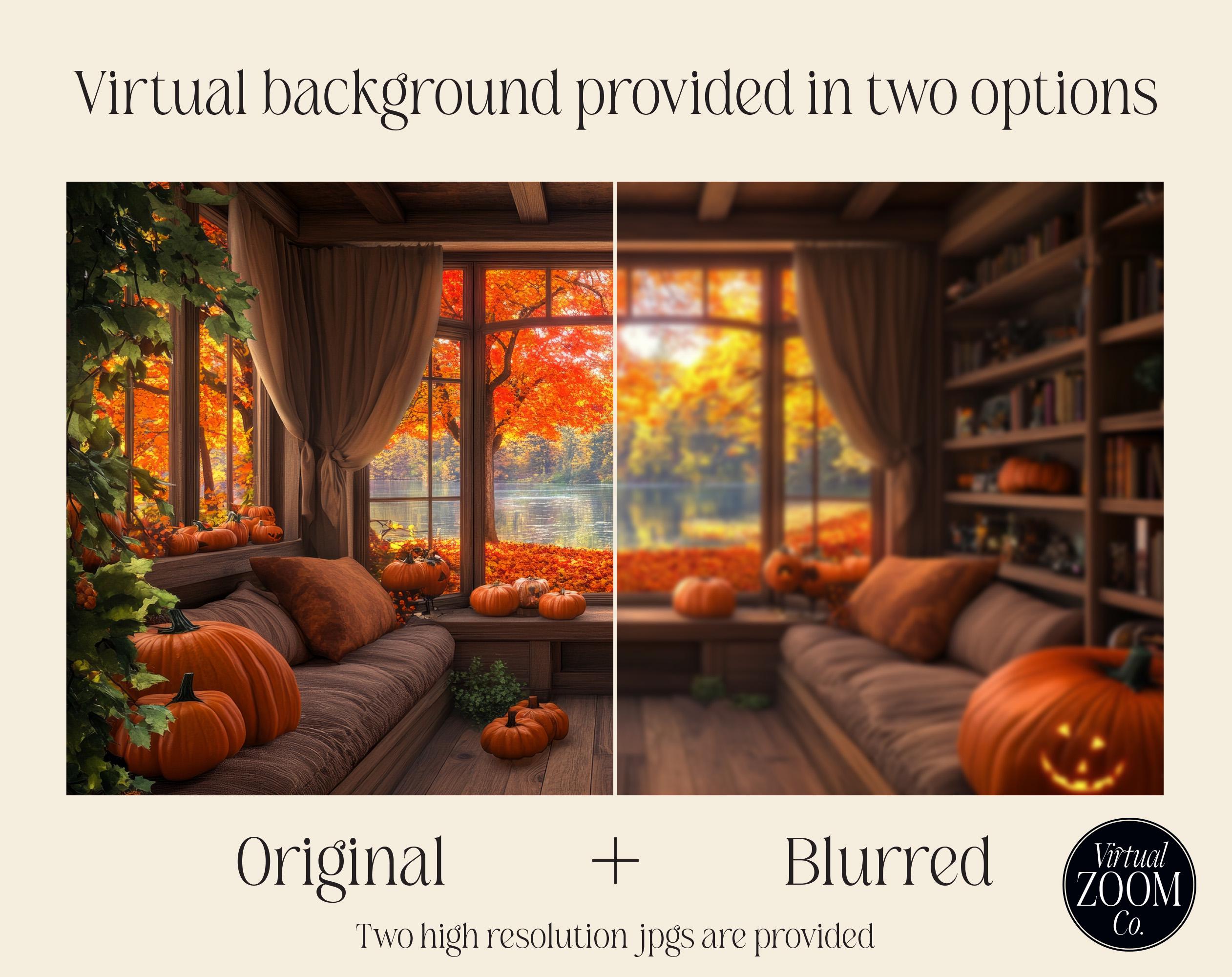 Zoom Background Cabin With Pumpkins Virtual Background Fall Trees Zoom ...