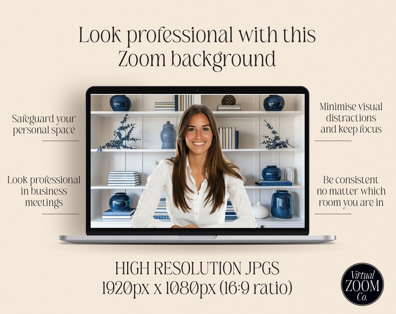 Zoom Background Navy Blue Bookshelf Blue Hamptons Bookshelf ...