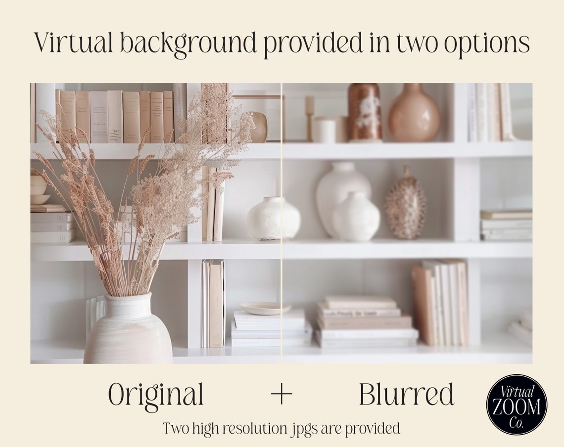 Zoom Background, White Bookshelf Gold, Virtual Background Bookshelf for ...