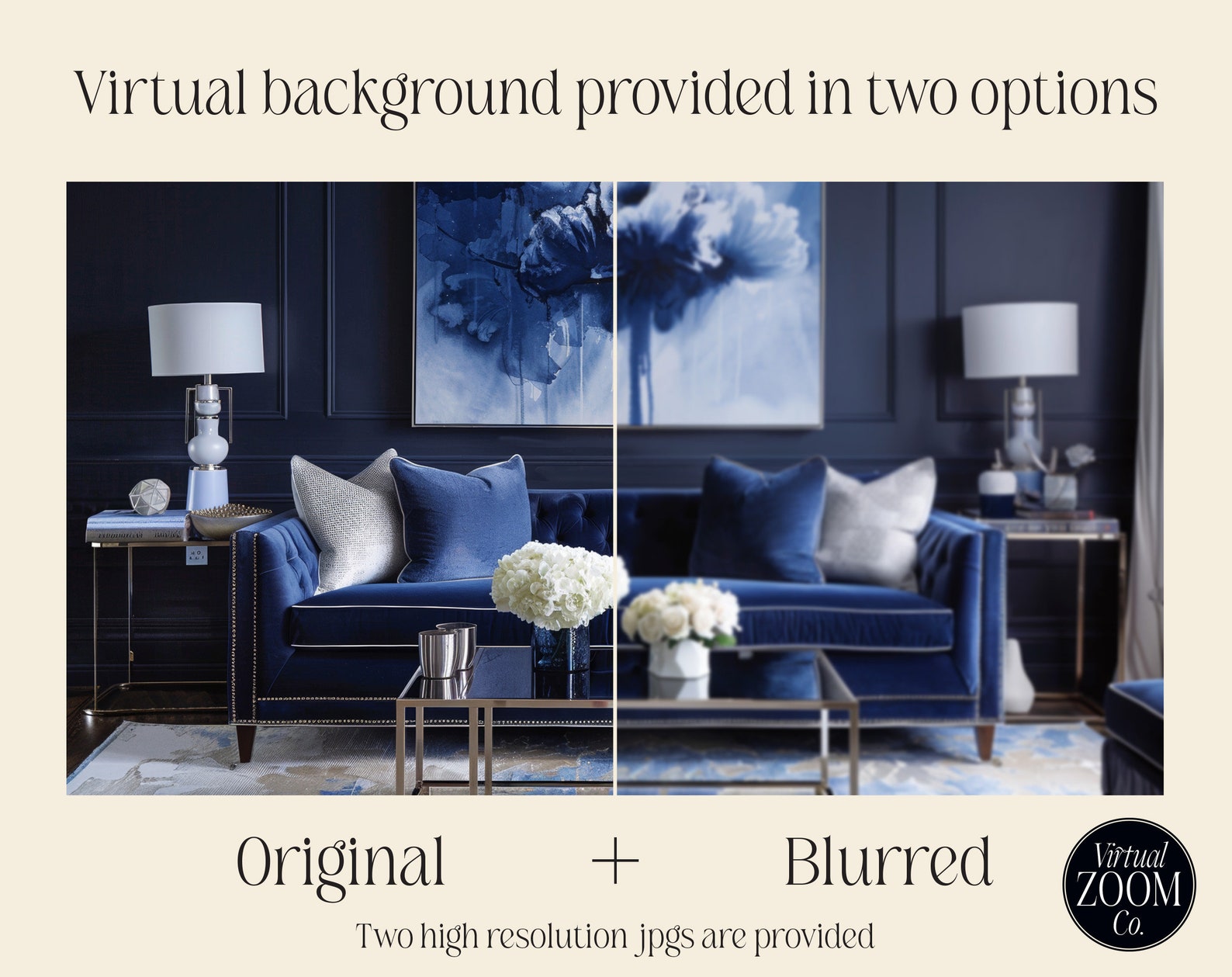 Zoom Background Navy Blue Home Luxury Home Wall Art Zoom Virtual ...