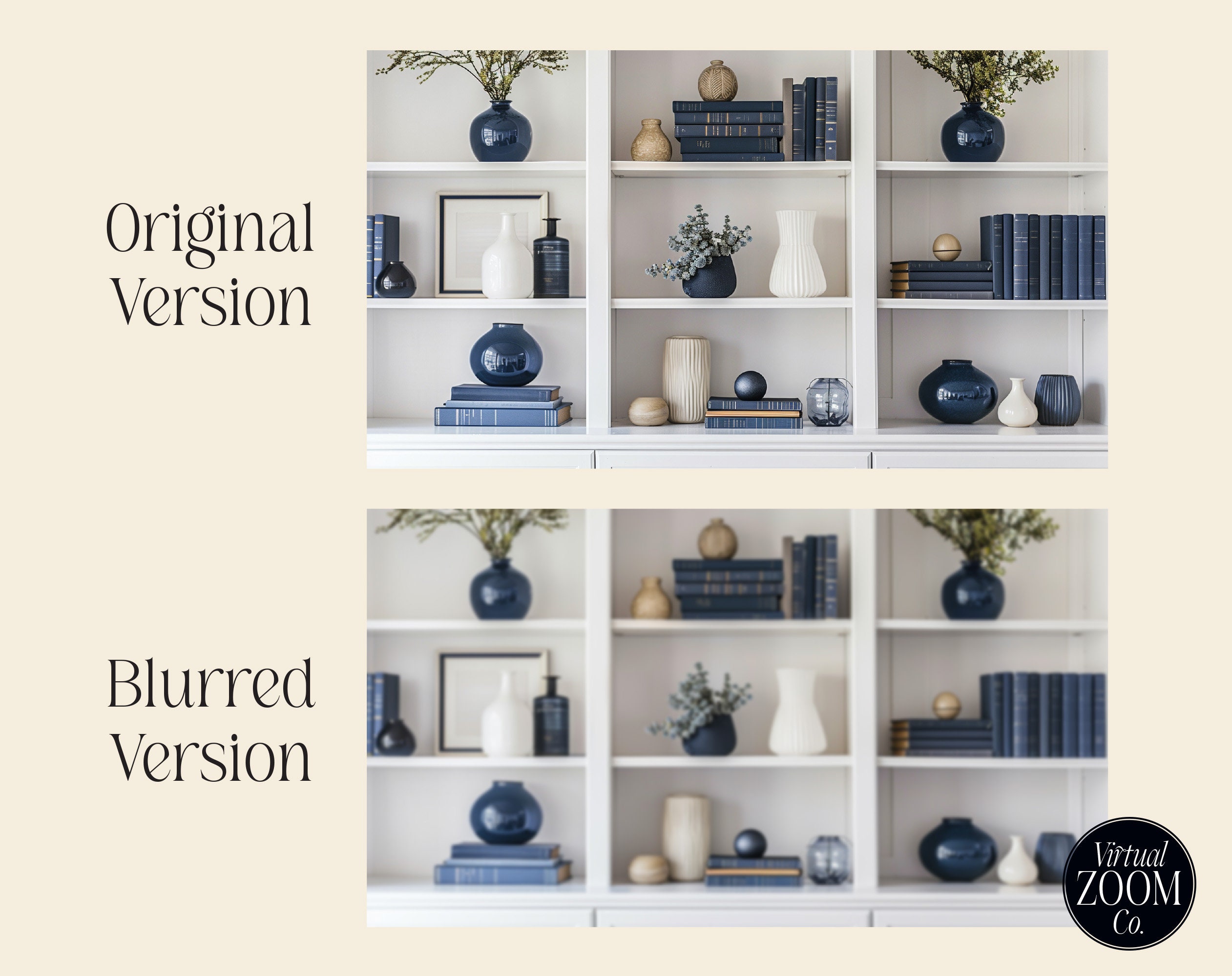 Zoom Background Navy Blue Bookshelf Blue Hamptons Bookshelf ...