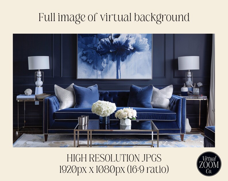 Zoom Background Navy Blue Home Luxury Home Wall Art Zoom Virtual ...
