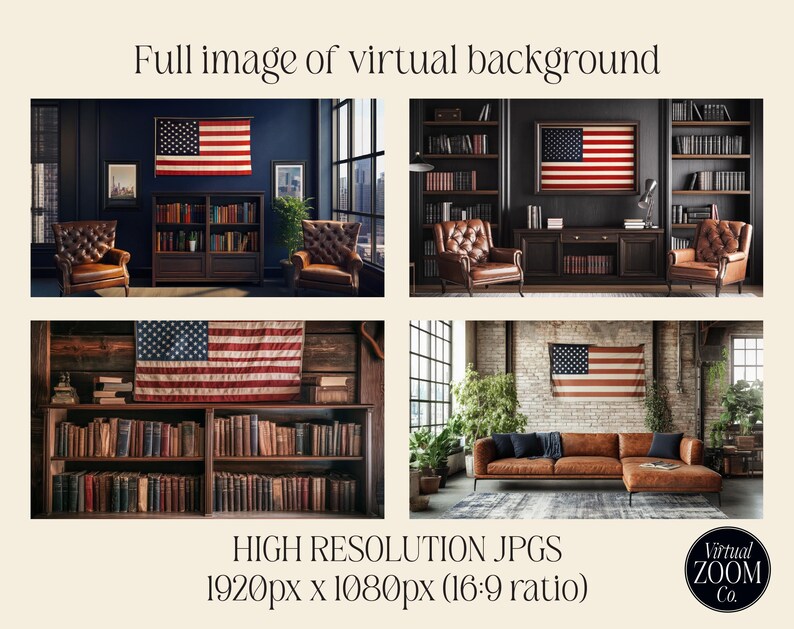 Zoom Background American Flag Office Background Professional Zoom ...