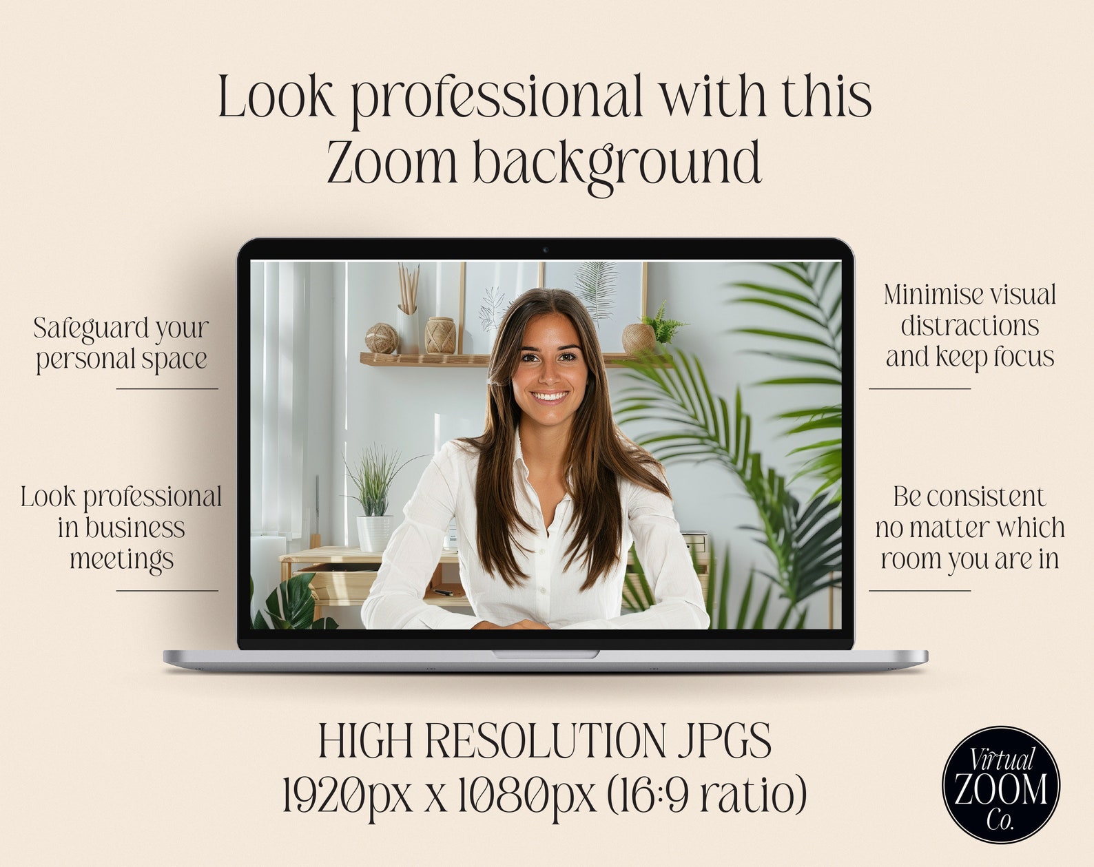 Zoom Background Professional Zoom Home Office With Plants Virtual ...