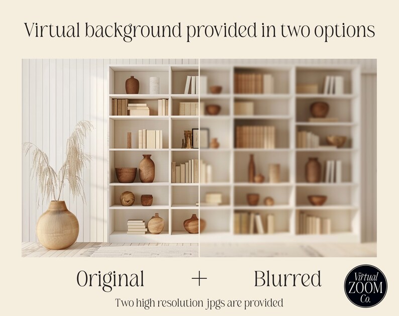 Zoom Background Virtual Background Bookshelf for Zoom Meeting Neutral ...