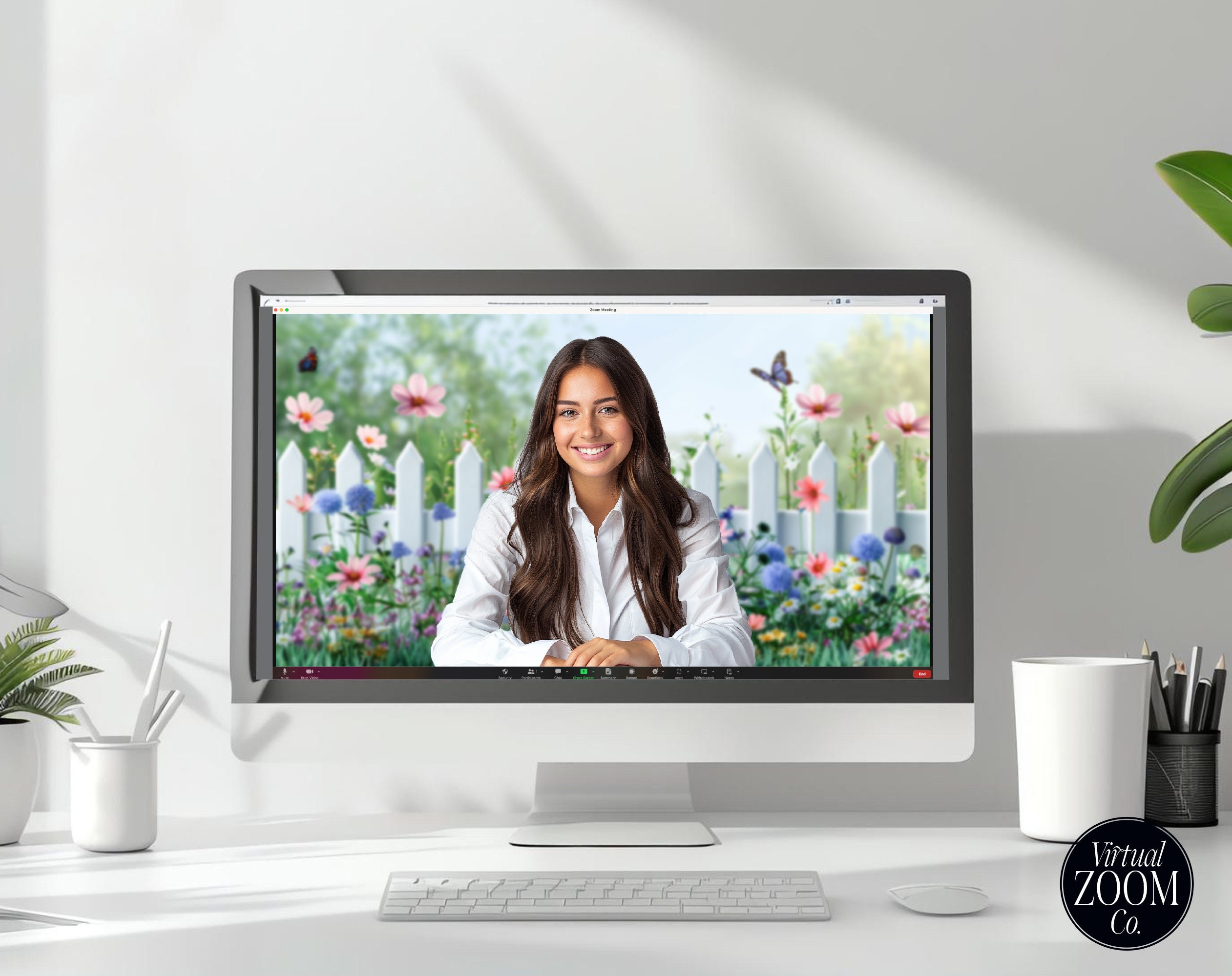 Zoom Background Cottage Garden Picket Fence Professional Zoom Image ...