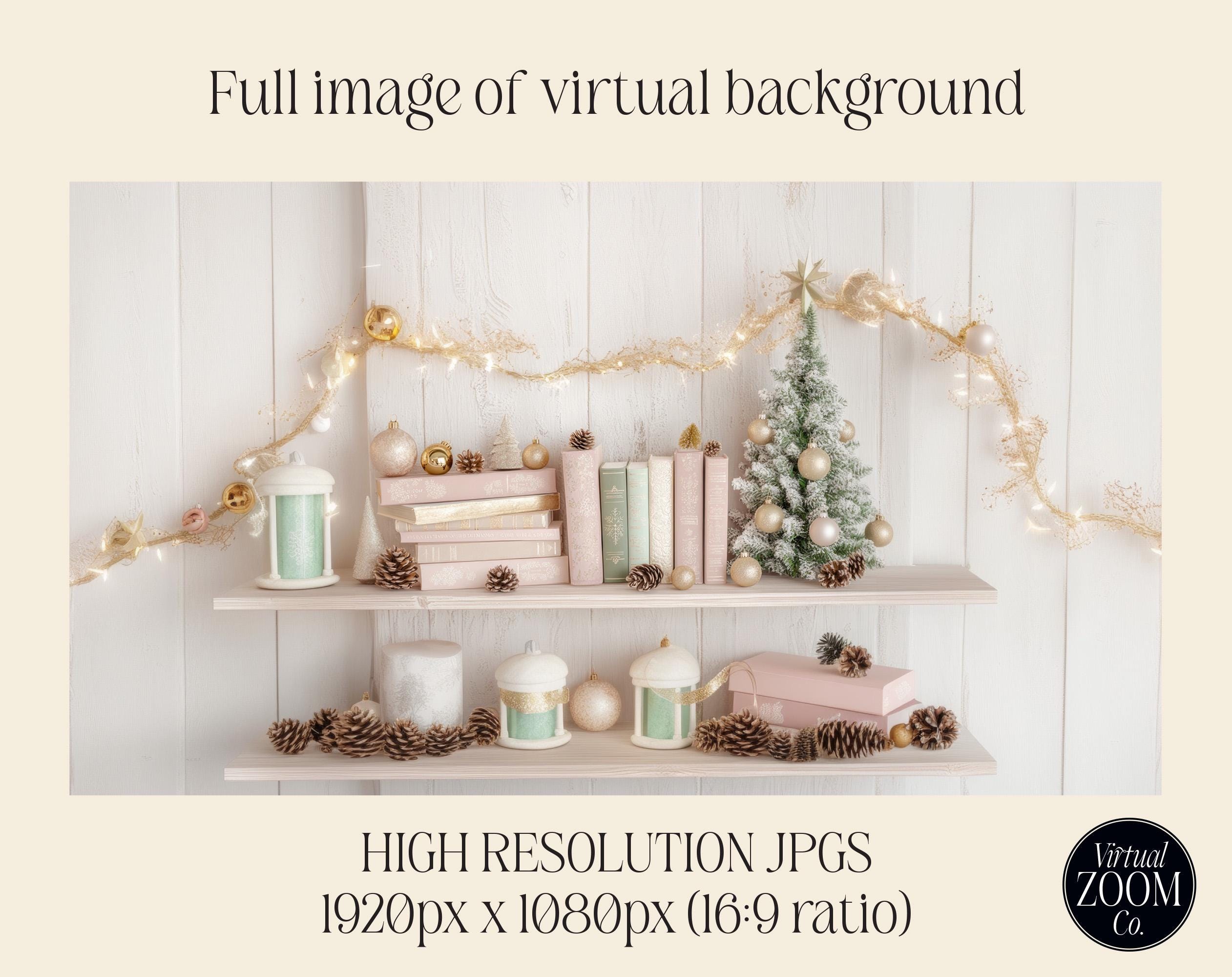 Zoom Background Christmas Background Pink Christmas Shelving Background ...