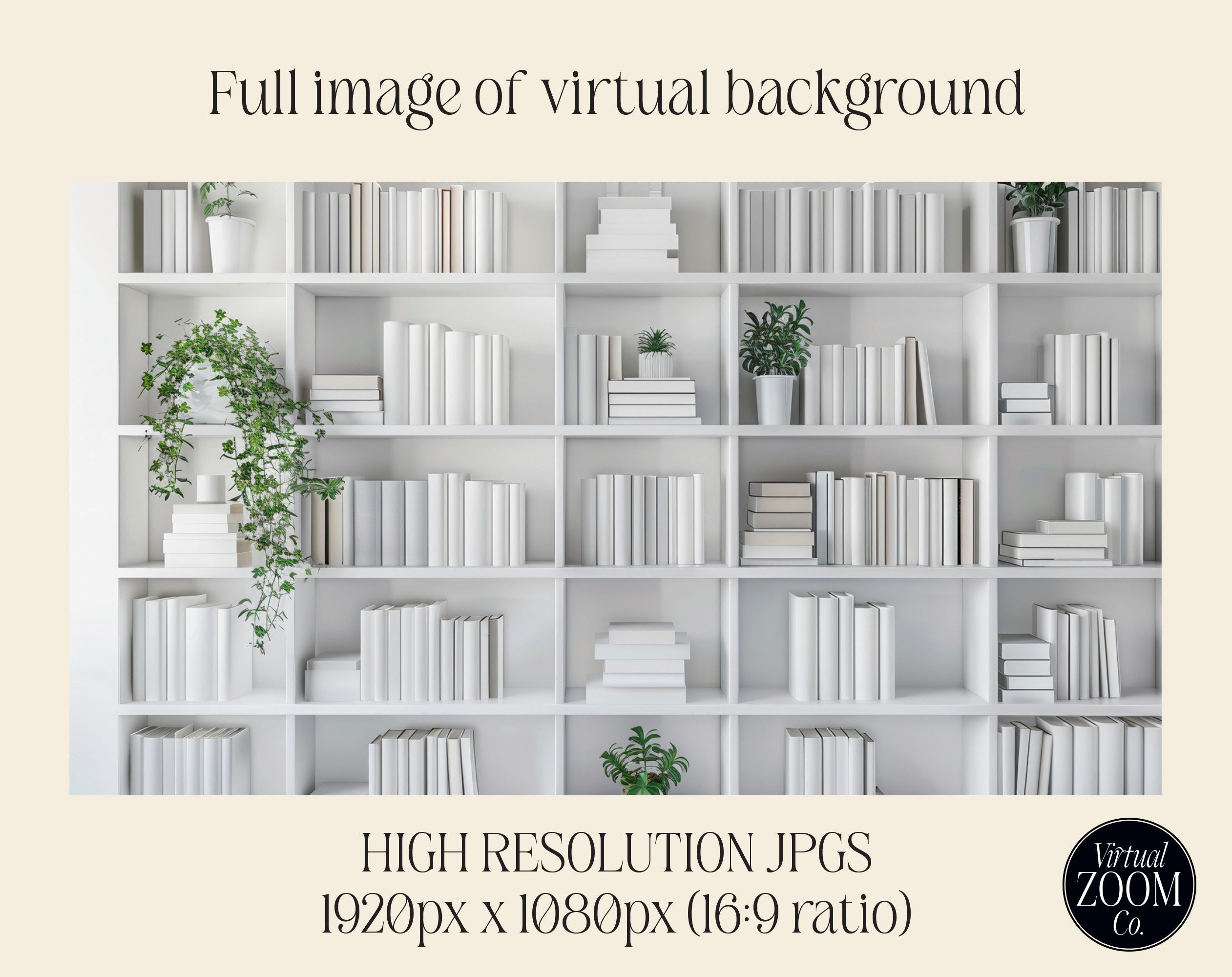 Zoom Background White Bookshelf Virtual Background Bookshelf for Zoom ...
