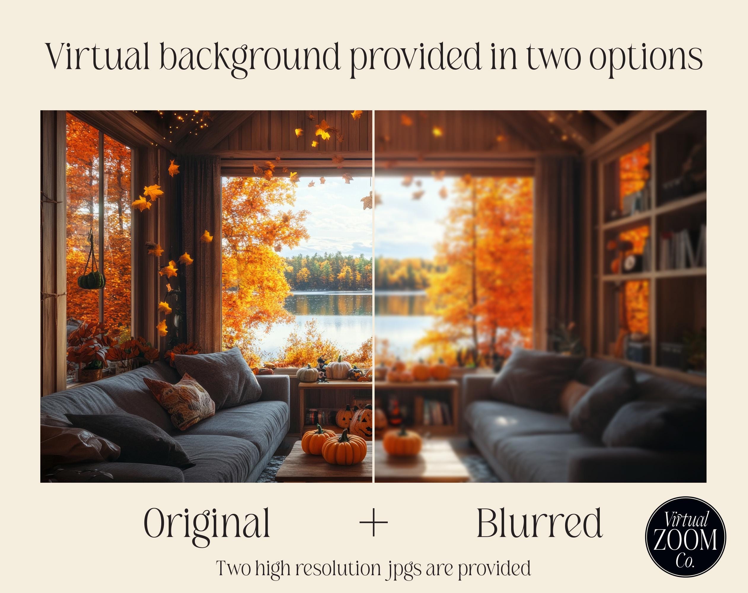 Zoom Background Cabin With Pumpkins Virtual Background Fall Trees Zoom ...