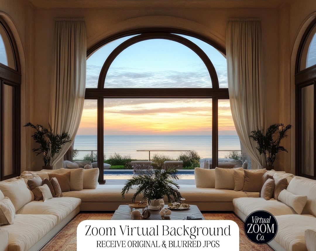 Zoom Background Sunset Views Virtual Background Tuscan Villa Home Ocean ...