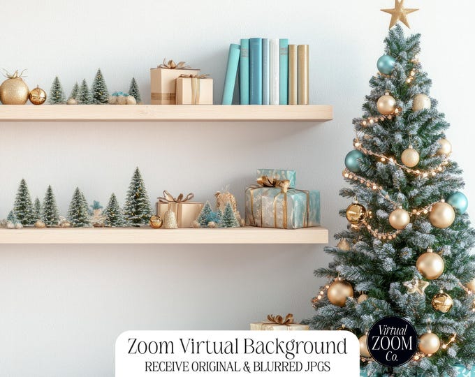 Christmas Virtual Backdrop, Zoom Background Home Office, Digital Xmas ...