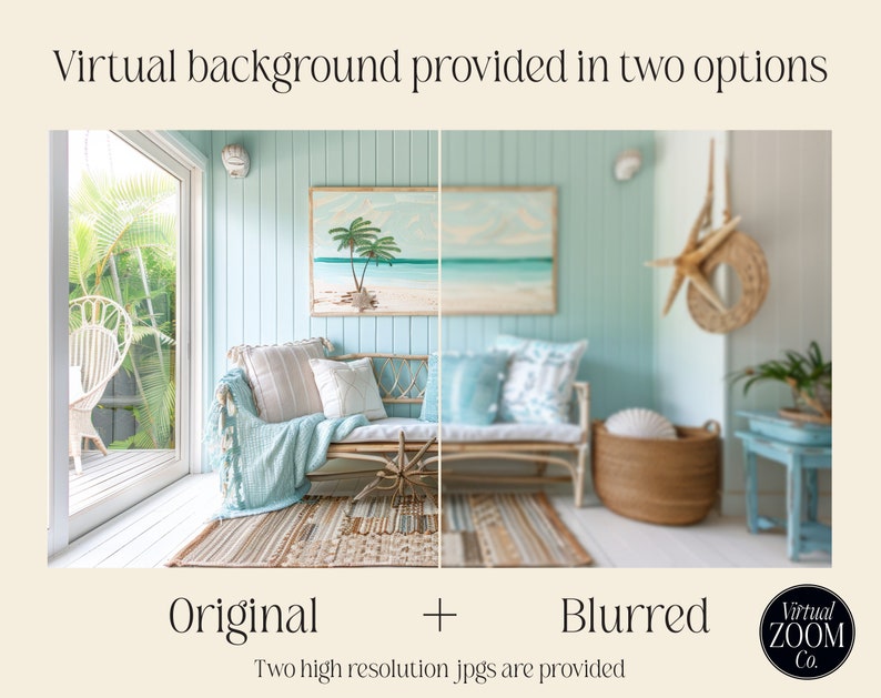 Zoom Background Coastal Beach Zoom Boho Home Beach House Summer Beach ...
