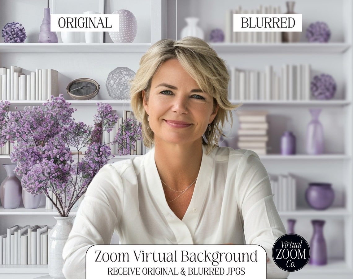 Zoom Background, Purple Bookshelf, Virtual Background Bookshelf for ...