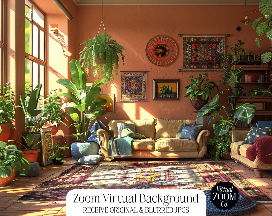 Zoom Background Plant Zoom Background Boho Home Plant Room Zoom Mexican ...