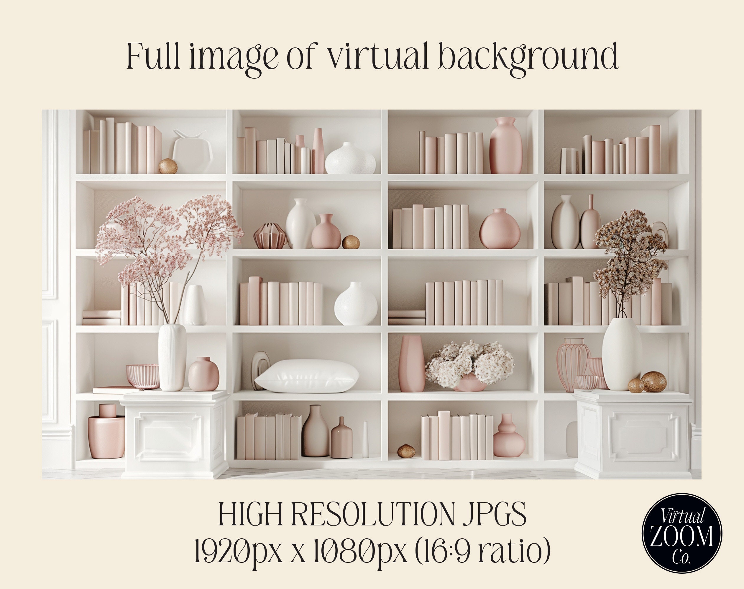Zoom Background Pink Bookshelf Virtual Background Bookshelf for Zoom ...