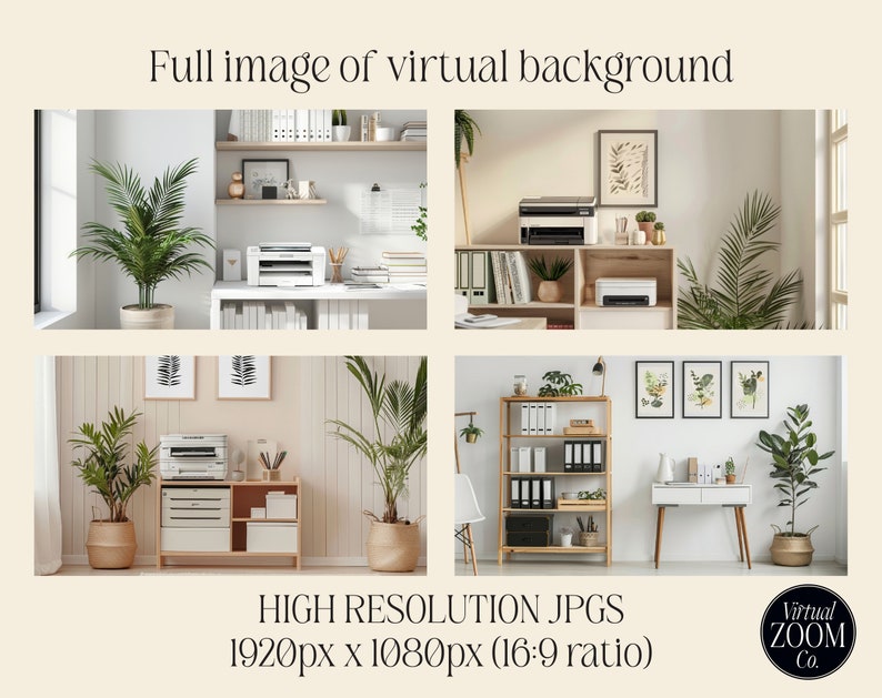 Zoom Background Home Office With Plants Professional Realistic Home ...