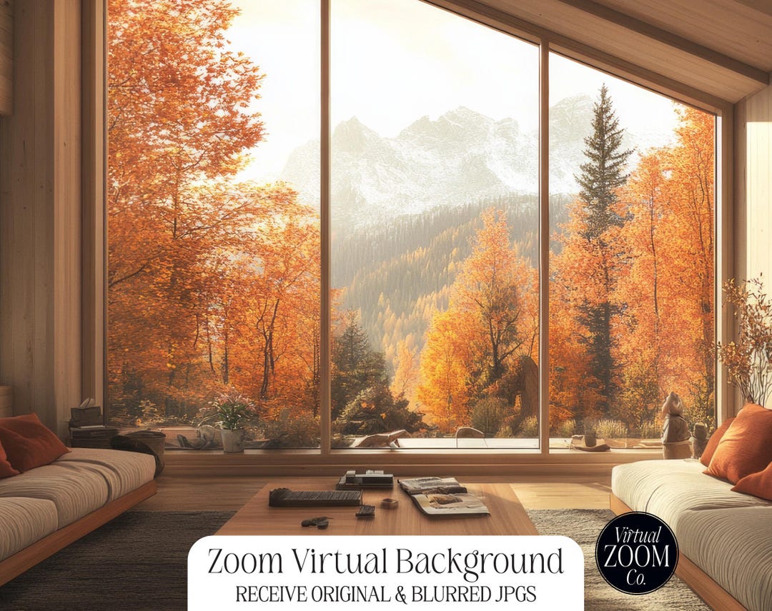 Zoom Background Chalet Cabin Virtual Background Fall Trees Backdrop ...