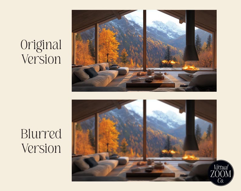 Zoom Background Chalet Cabin With Fireplace Virtual Background Fall ...