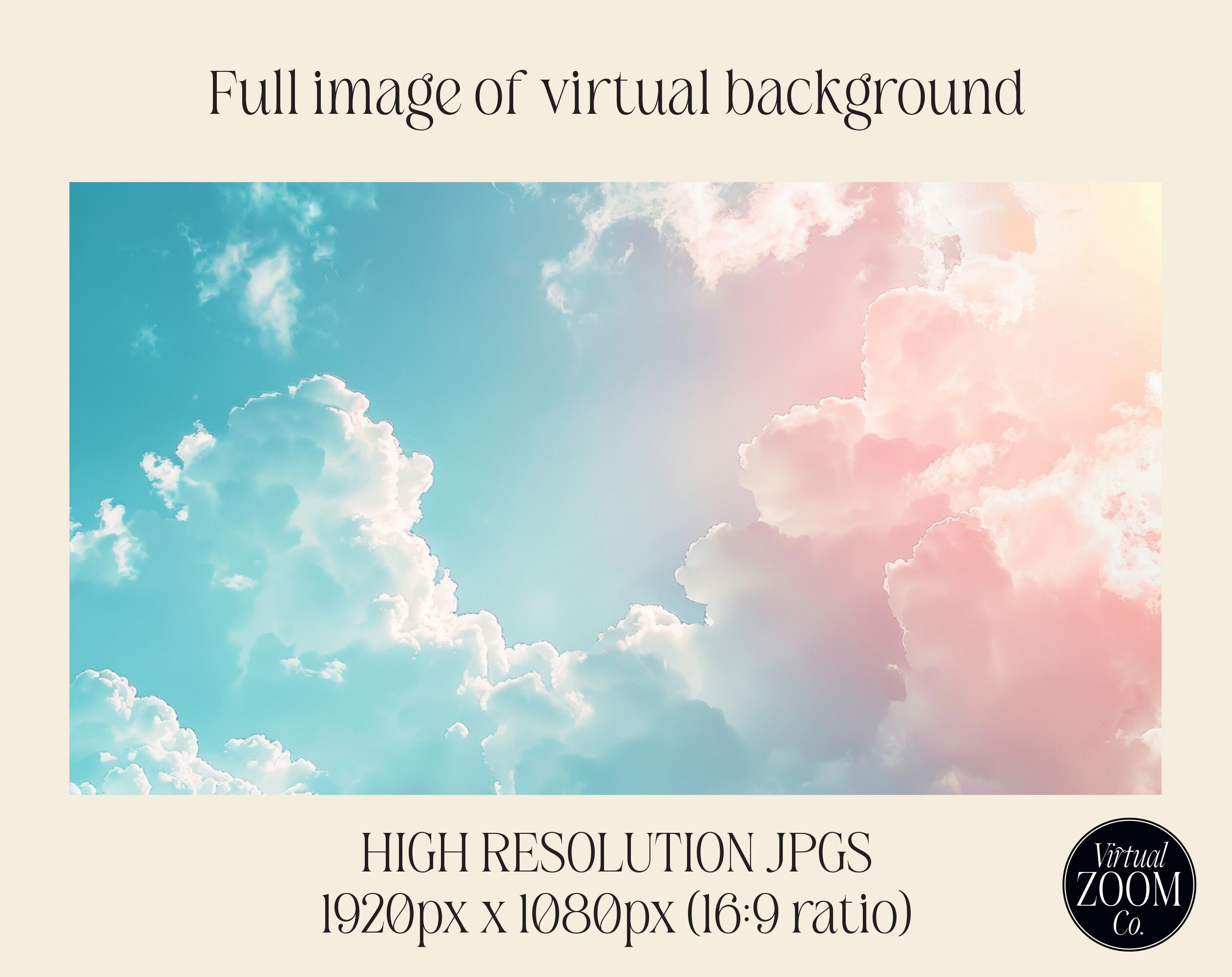 Zoom Background, Pastel Sky Zoom, Colored Clouds, Pink and Teal Clouds ...