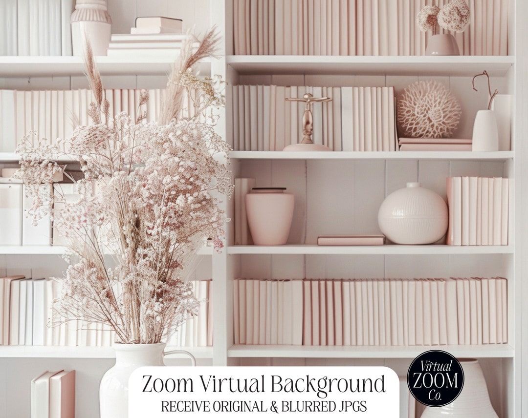 Zoom Background Bookshelf With Pink Virtual Background Bookshelf for ...