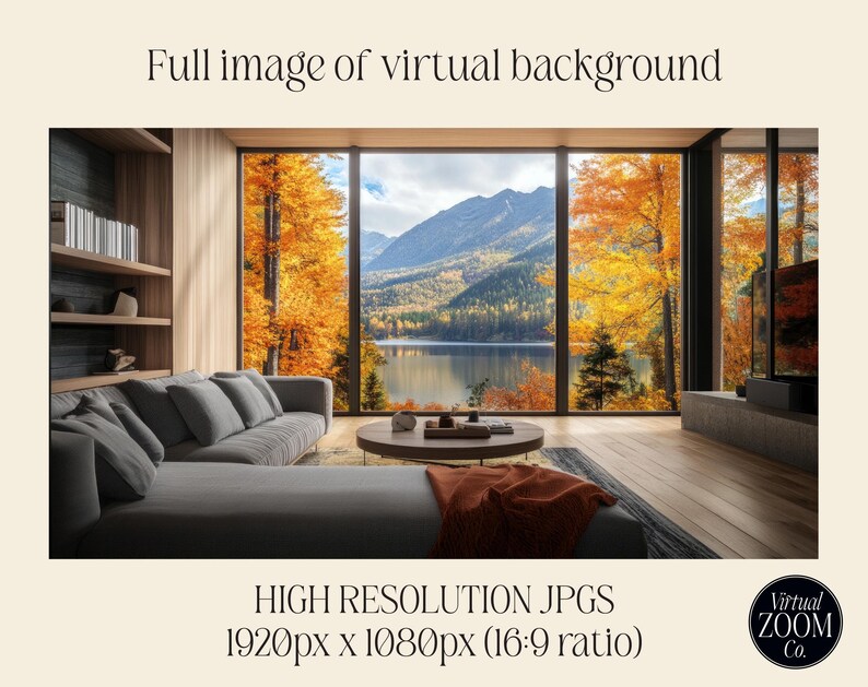 Zoom Background Chalet Cabin With Lake Virtual Background Fall Trees ...