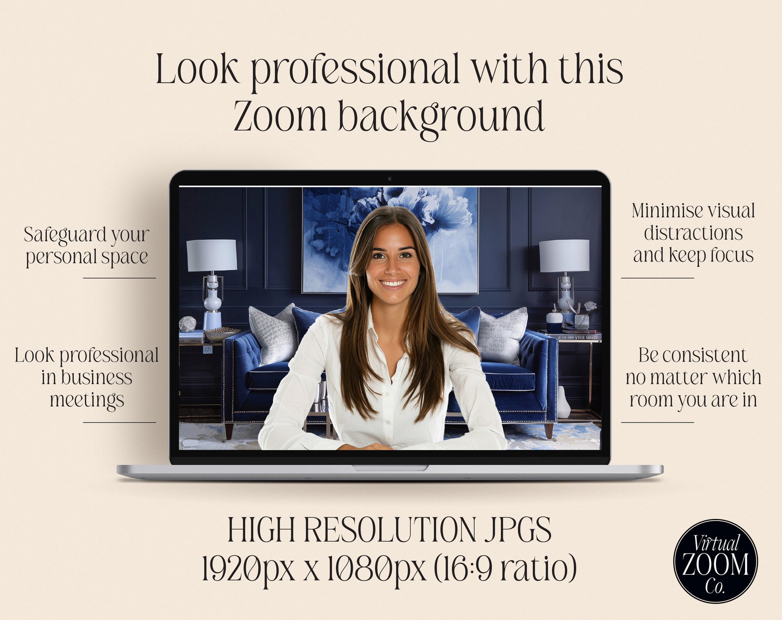 Zoom Background Navy Blue Home Luxury Home Wall Art Zoom Virtual ...