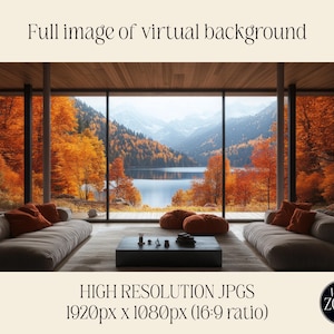 Zoom Background Cabin With Lake Mountains Virtual Background Fall Trees ...