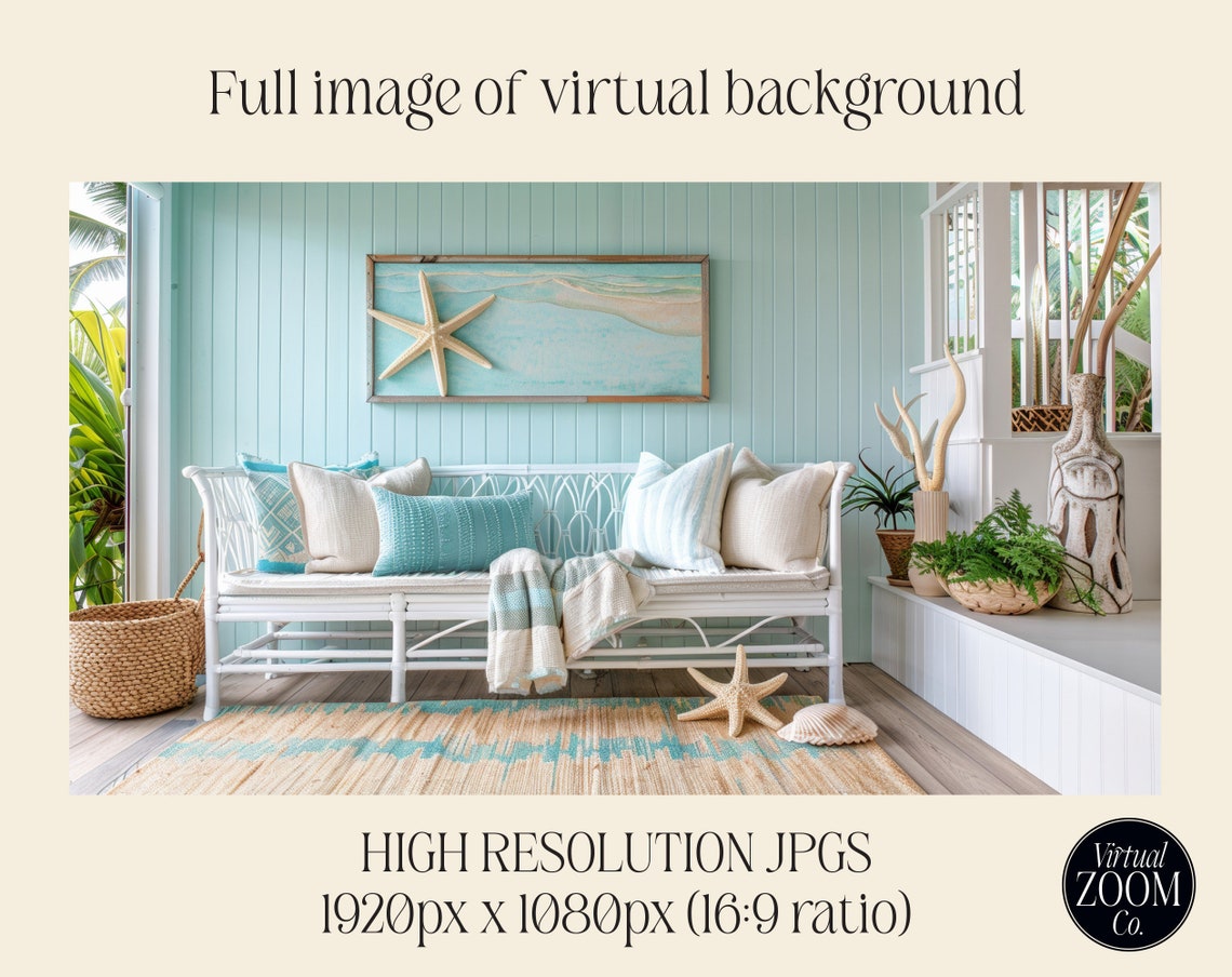 Zoom Background Coastal Beach Boho Home Beach House Summer Beach Home ...