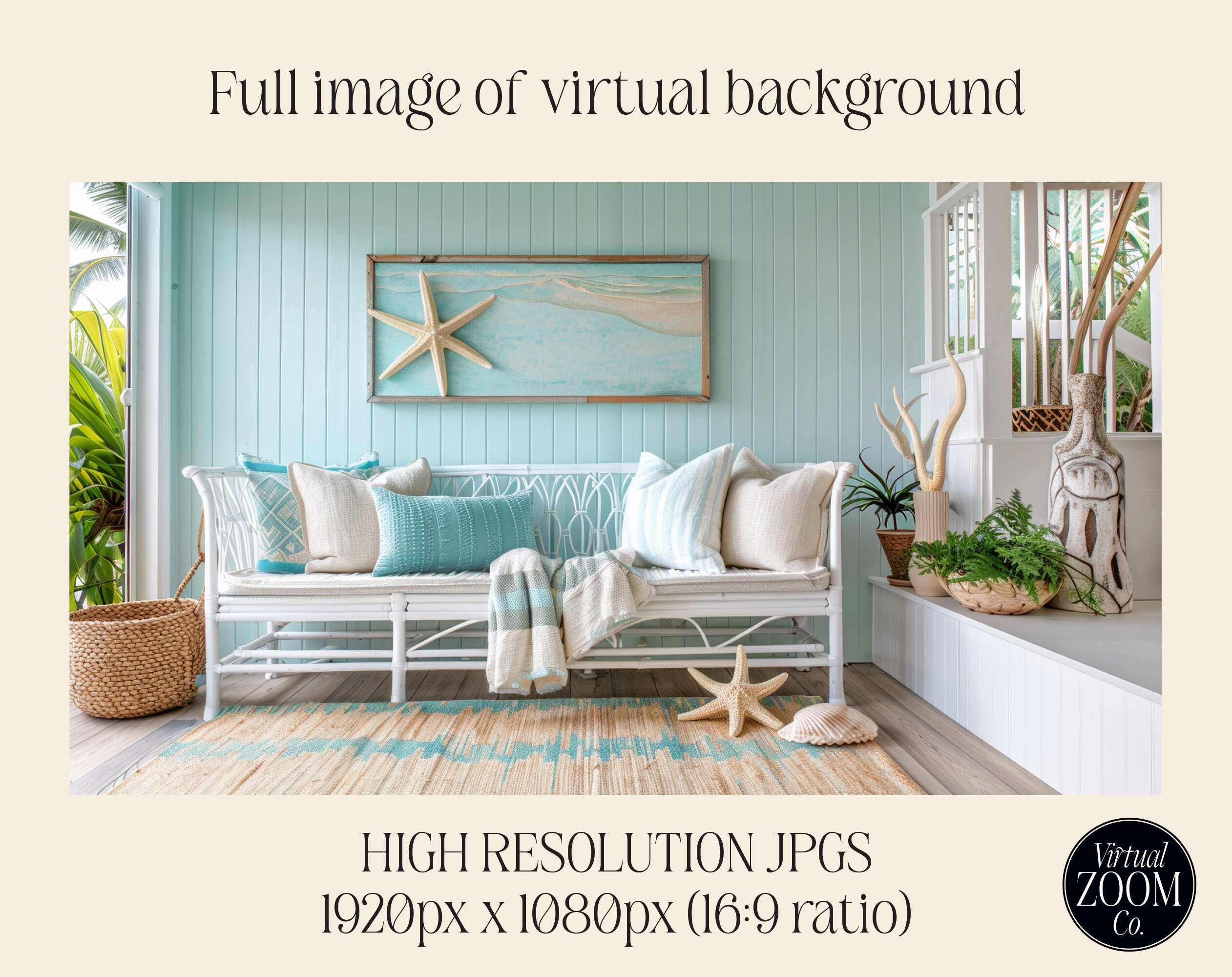 Zoom Background Coastal Beach Boho Home Beach House Summer Beach Home ...