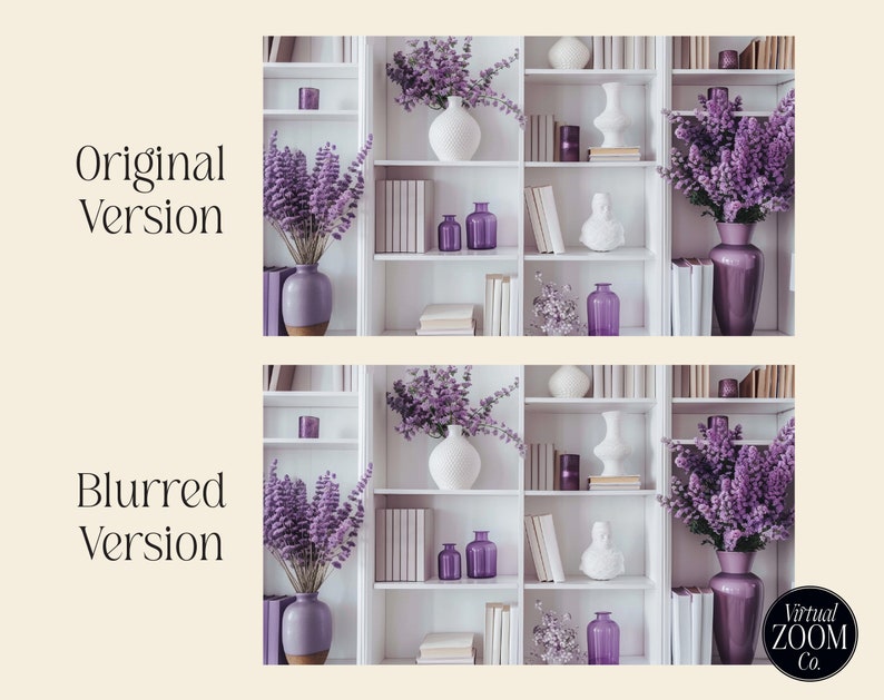 Zoom Background Bookshelf With Purple Virtual Background Bookshelf for ...