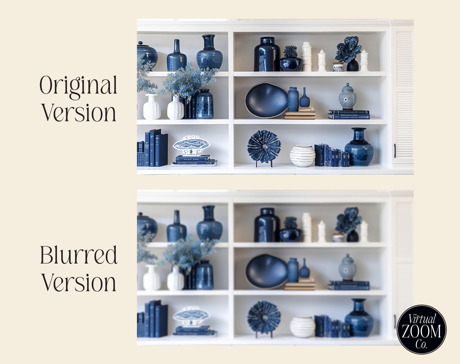 Zoom Background, Navy Blue Bookshelf, Blue Hamptons Bookshelf ...