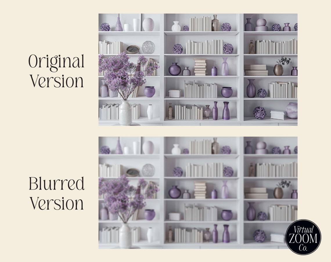 Zoom Background Purple Bookshelf Virtual Background Bookshelf for Zoom ...