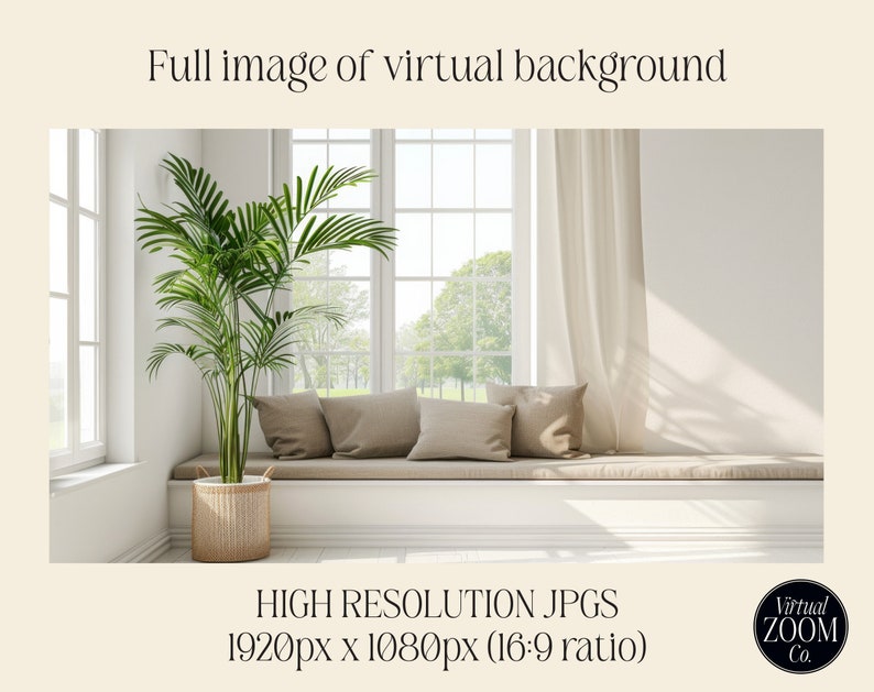 Zoom Background Calming Home Zoom Window Seat Neutral Home Virtual ...