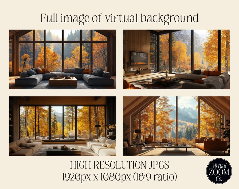 Zoom Background Cabin Virtual Background Fall Trees Backdrop Zoom Image ...