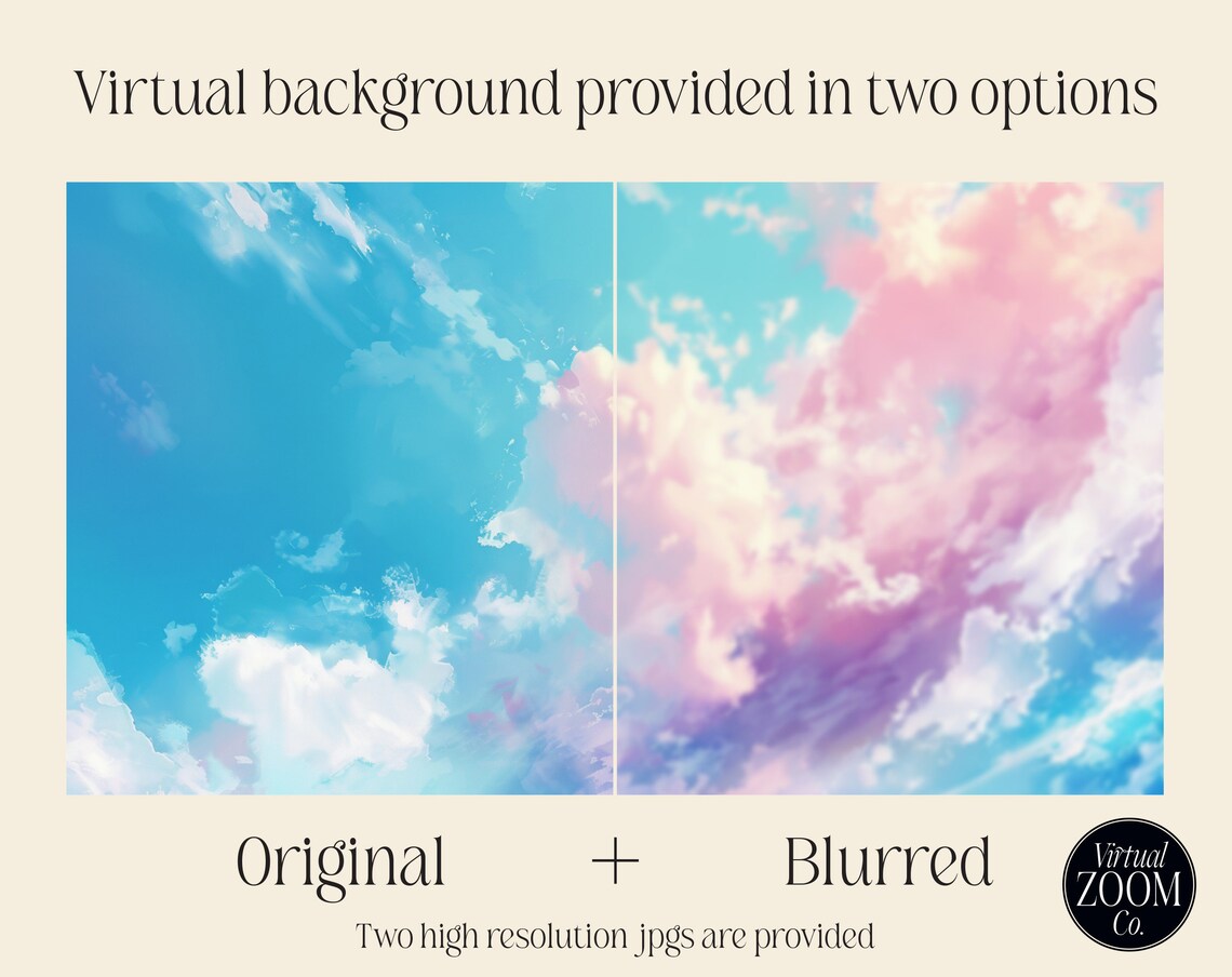 Zoom Background, Pastel Sky Zoom, Colored Clouds, Pink and Blue Clouds ...