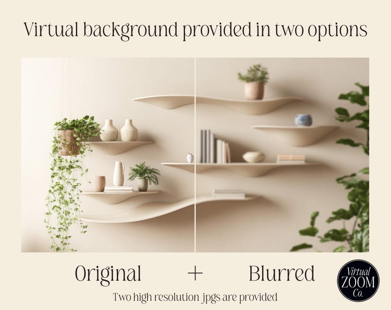 Zoom Background Wavy Shelf Zoom Home Office Virtual Background Neutral ...