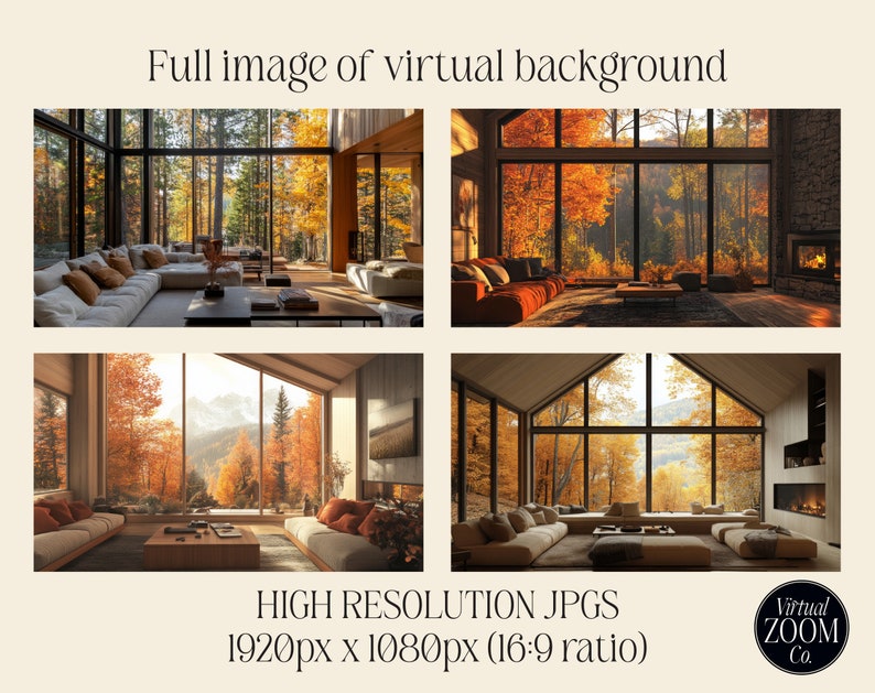 Zoom Background Cabin Virtual Background Fall Trees Backdrop Zoom Image ...